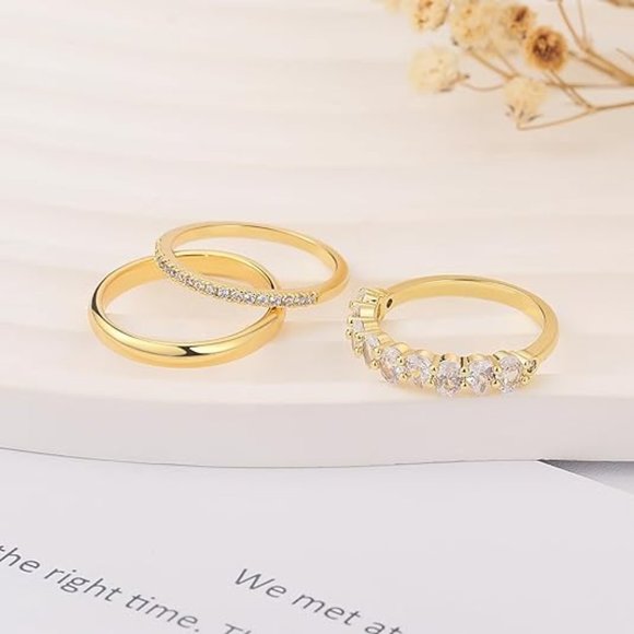 Jewelry | Womens 14k Gold Golden Elegance Stackable Gold Rings Set For ...